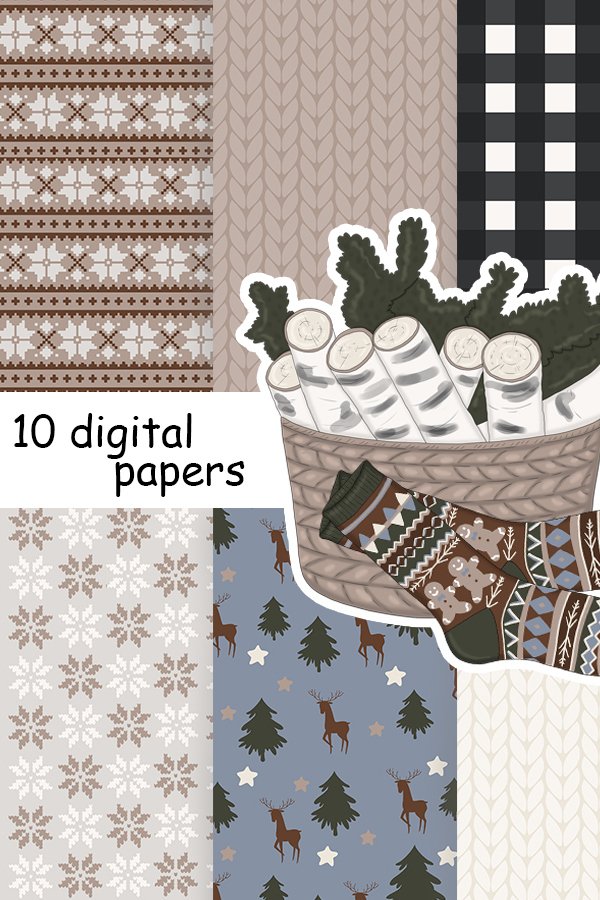 Cozy Season PATTERN Holiday Paper For Planner JPEG files