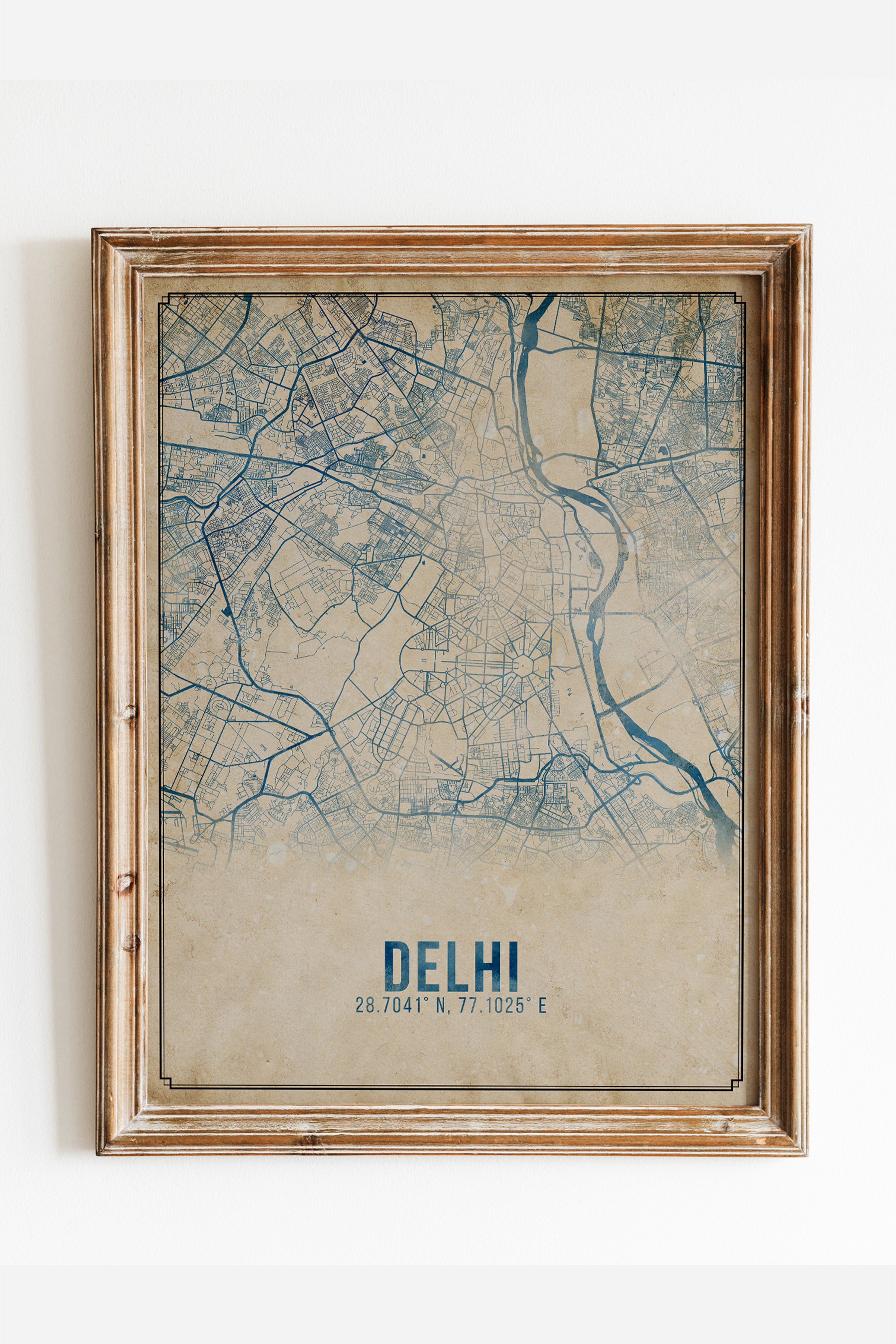 Delhi Antique Watercolor City Map Poster