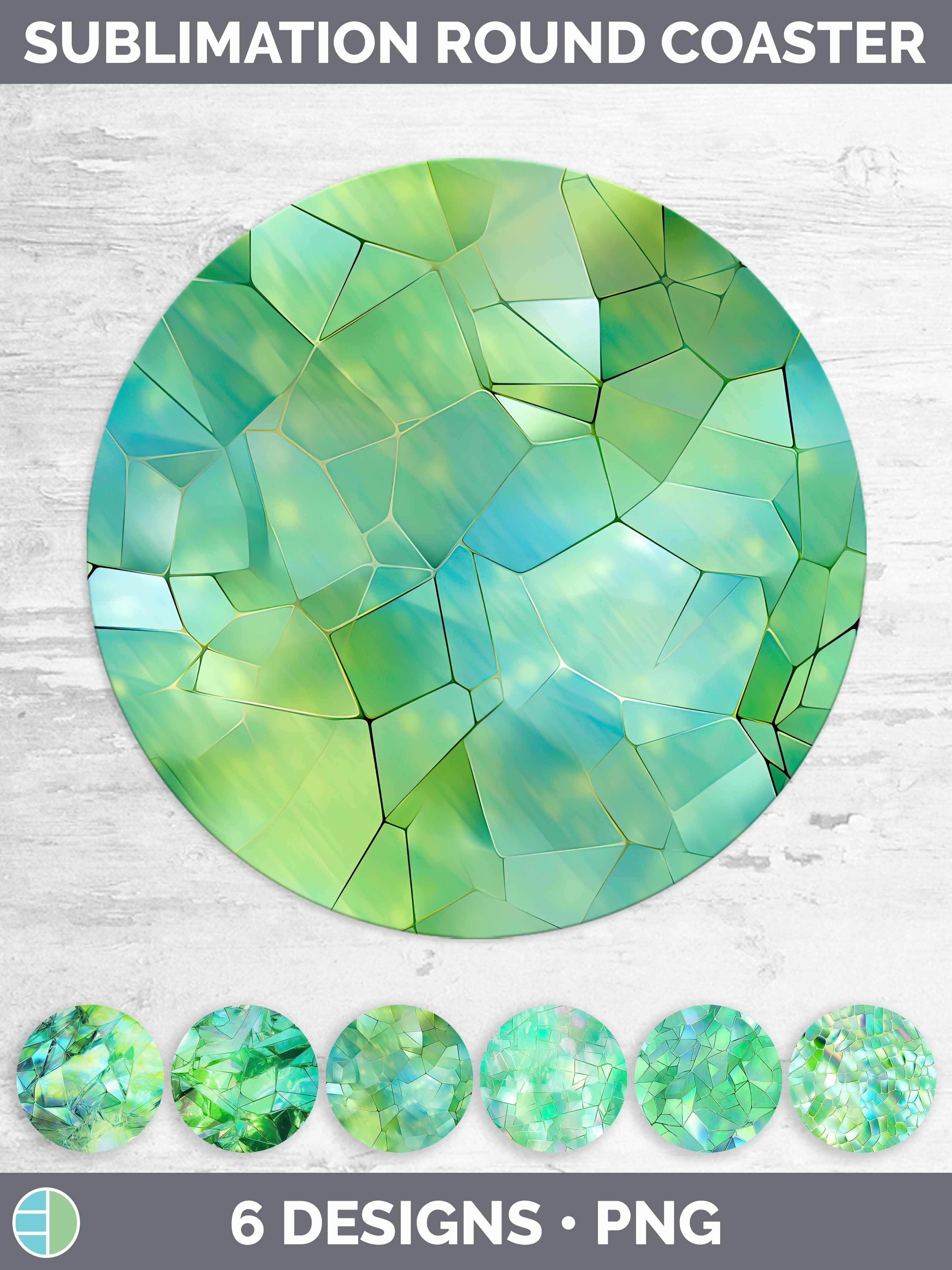 Holographic Spring Green Round Coaster | Bundle Coaster Des