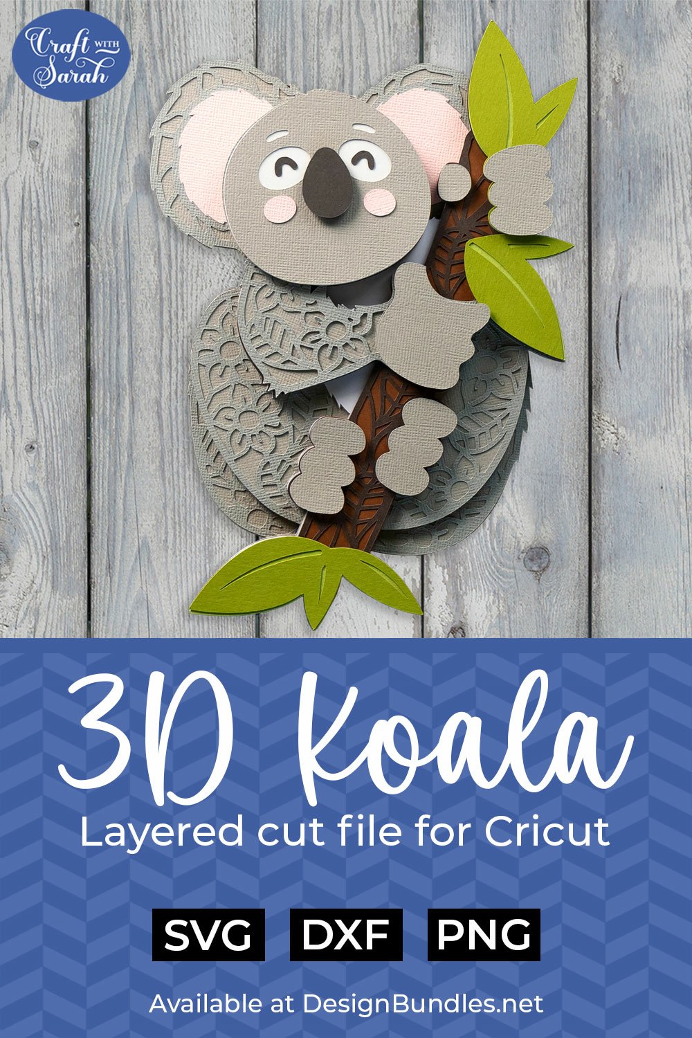 Koala SVG | Cute 3D Koala in a Tree Layered Cutting File
