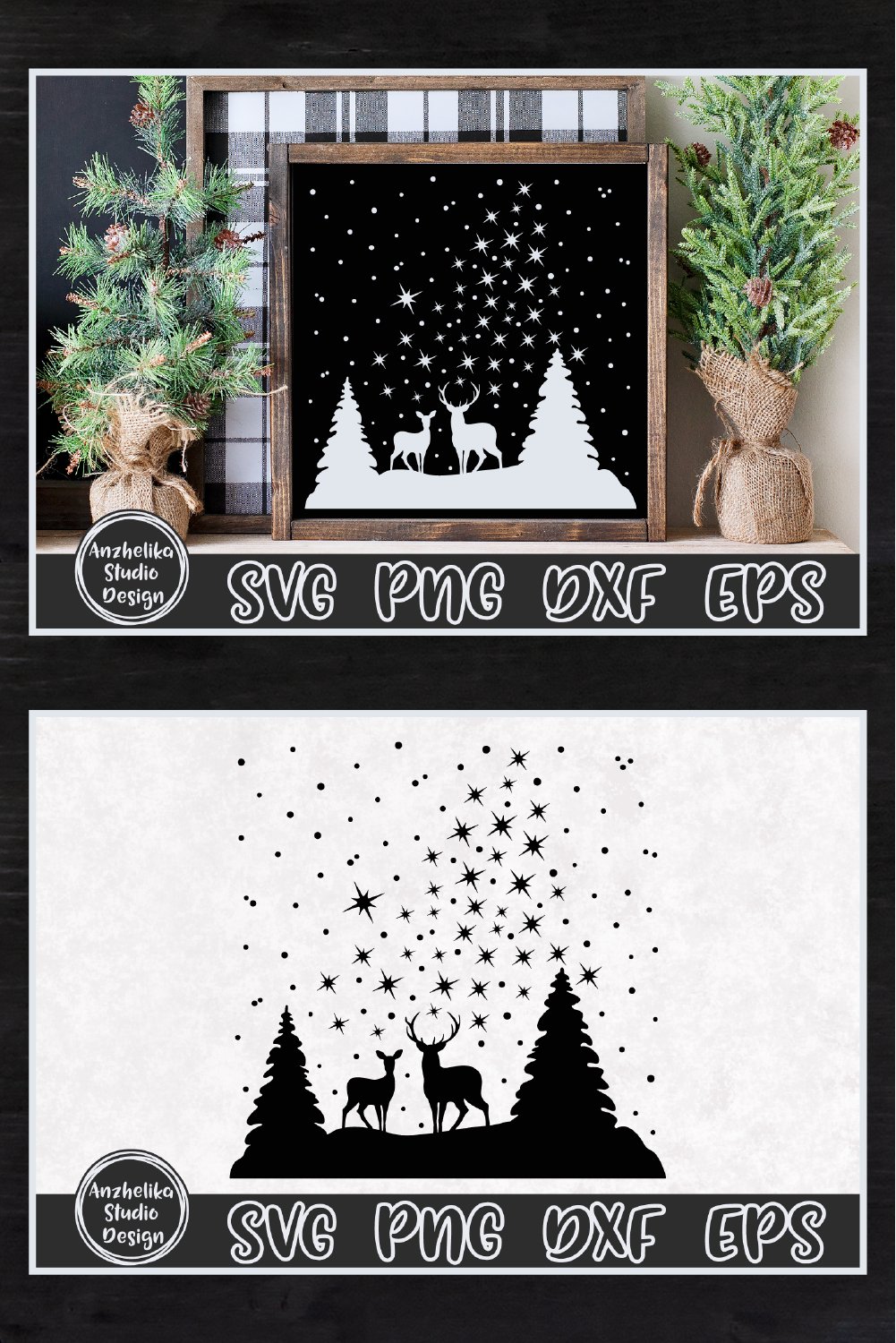 Christmas Deer SVG | Christmas Forest With Reindeer | Winter