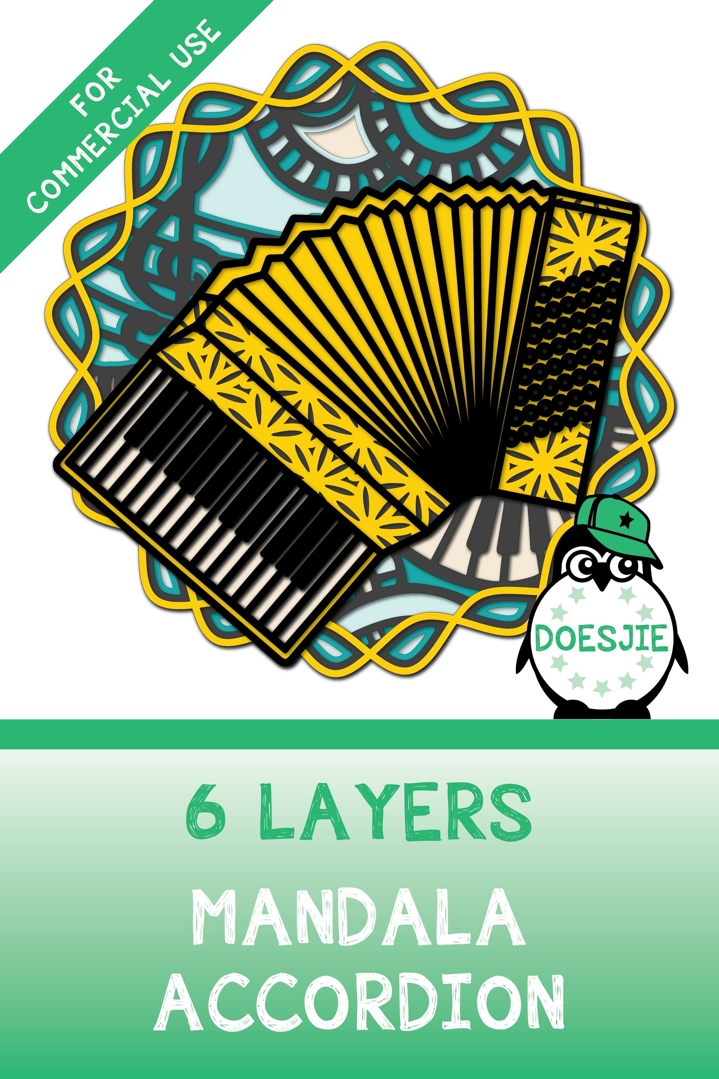 Accordion SVG layered mandala music instrument Glowforge