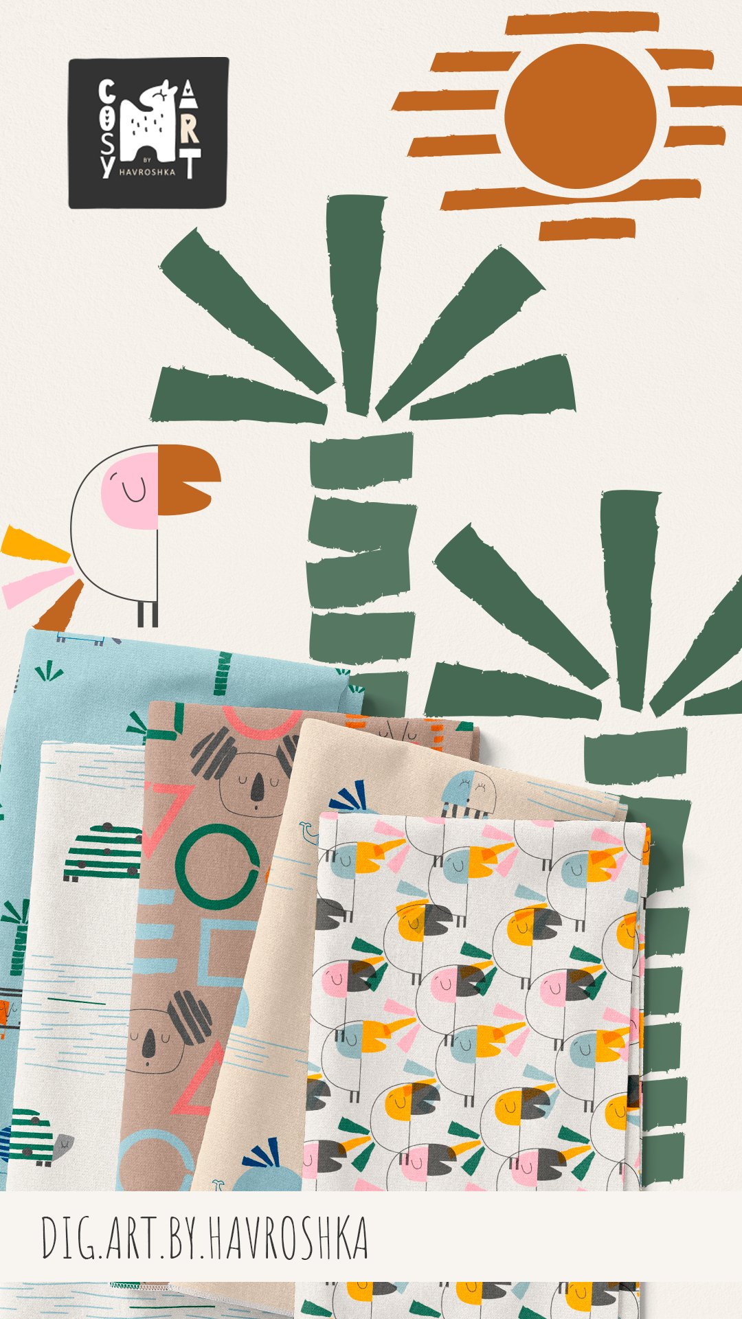 African simple shapes animals - seamless patterns