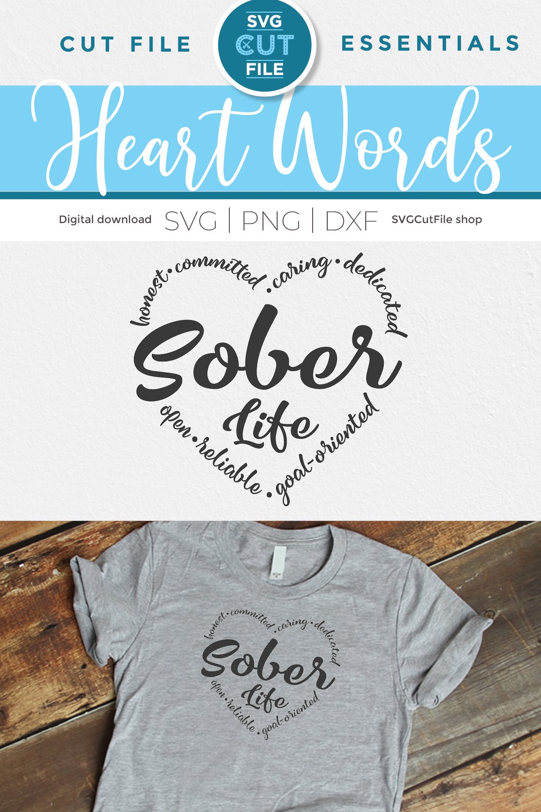 Sober Life Heart SVG