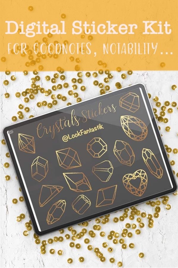 Gold Crystals Digital Sticker Set For GoodNotes (1127800)