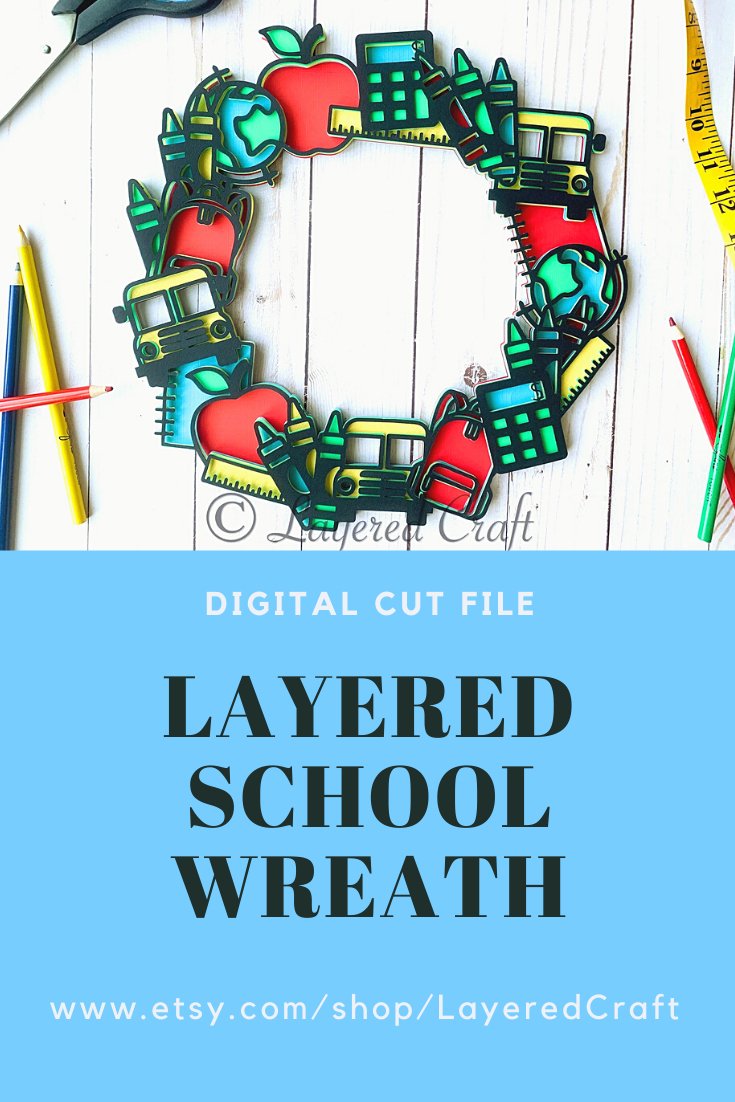 3D Layered Back to School Teacher Wreath- Digital File