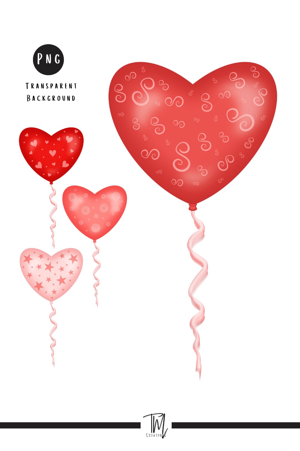 Heart Balloons Clipart, PNG - Transparent Background