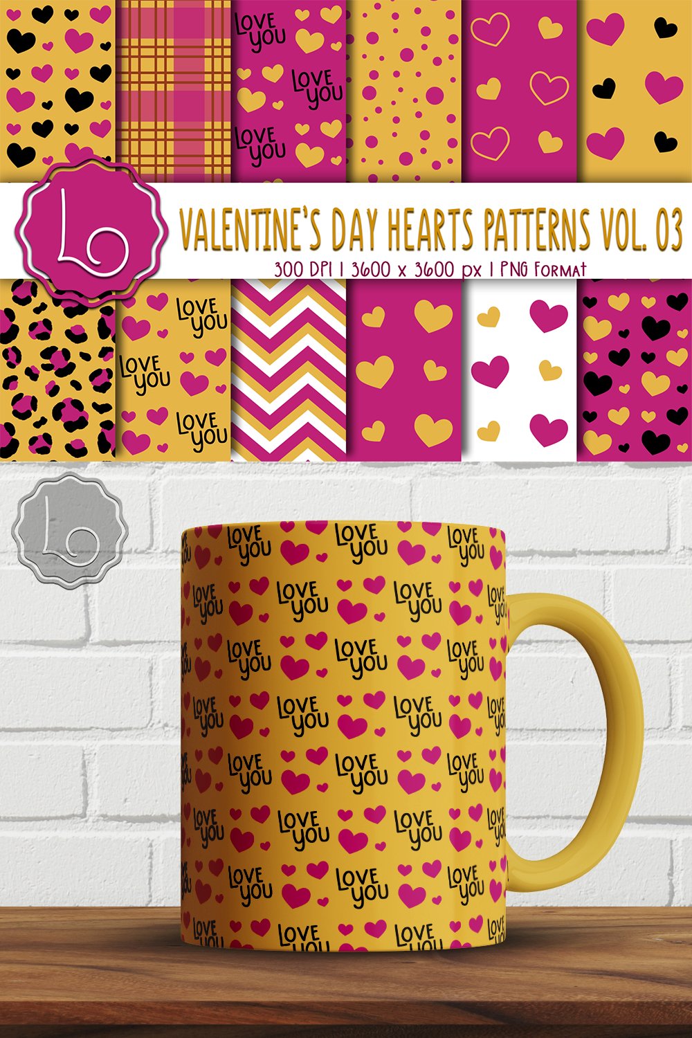 Valentines Day Hearts Patterns Vol 03