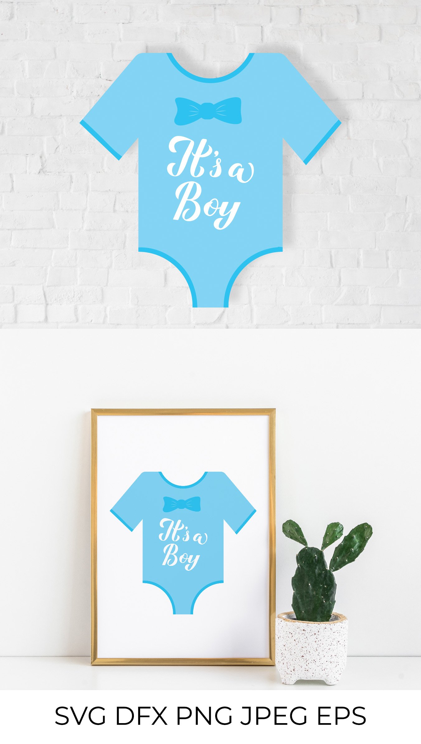 Its a boy on baby onesie. Baby Shower SVG