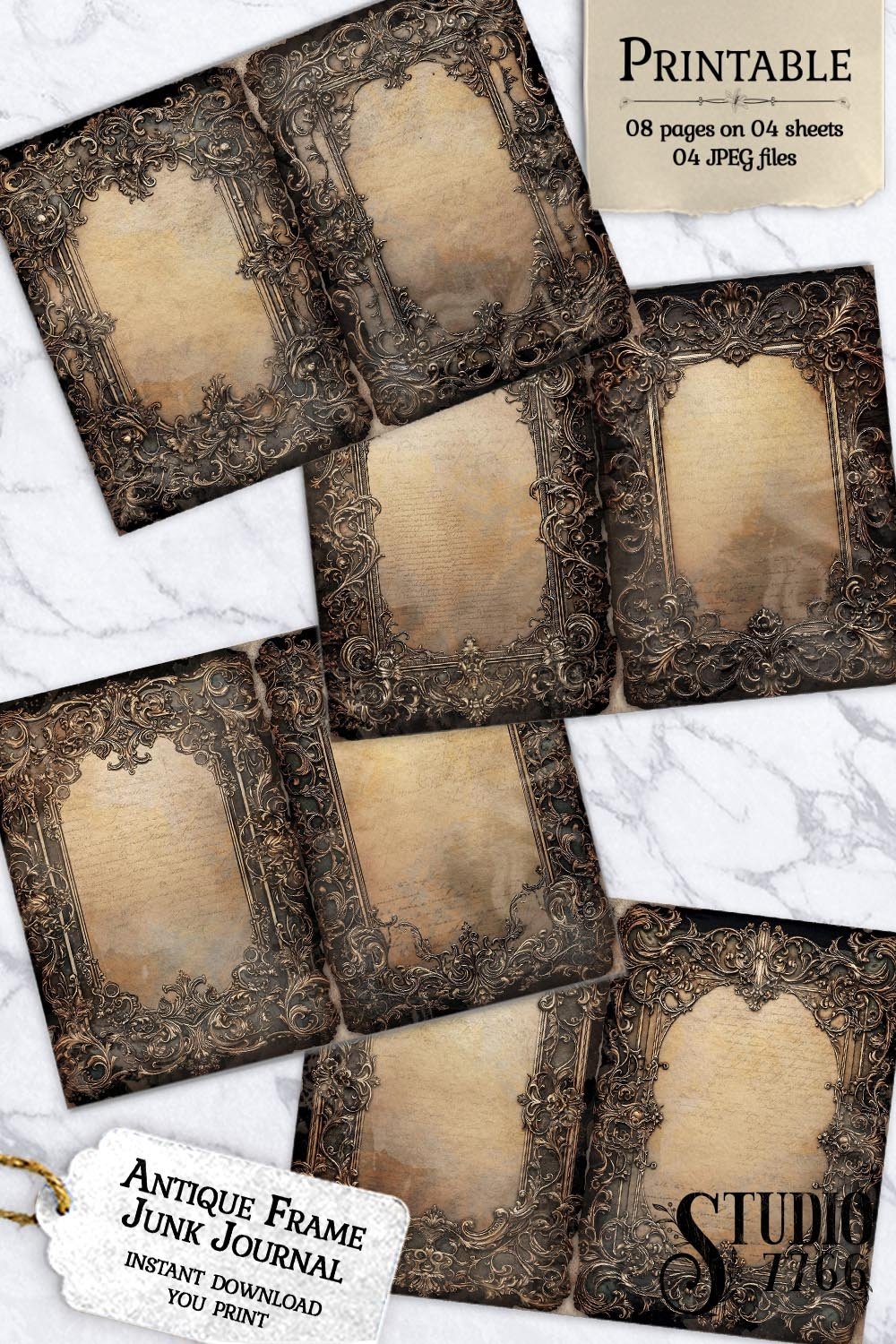 Antique Frame Junk Journal Pages