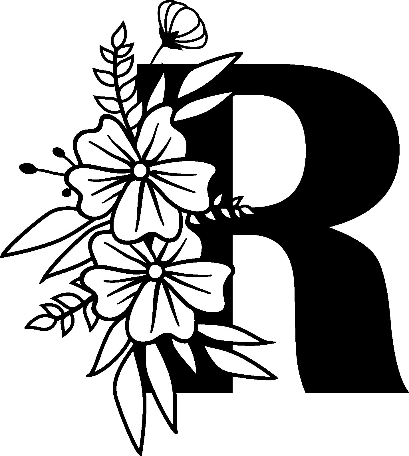 Floral Letters and Numbers A-Z _0-9 SVG, Monogram Alphabet