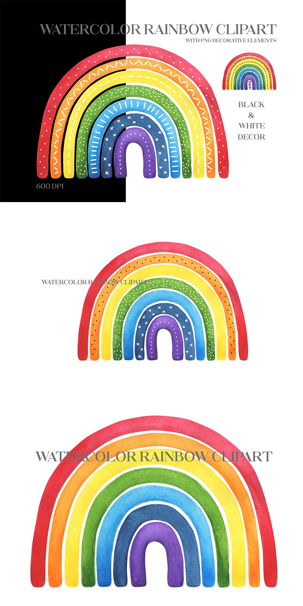 Watercolor Rainbow Clipart PNG (1964416)
