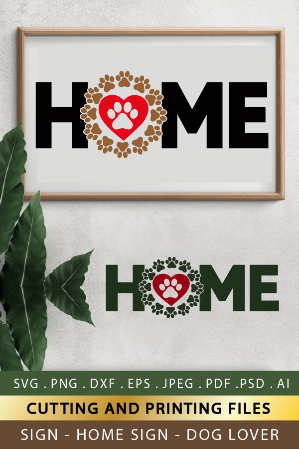 DOG - HOME SIGN SVG PNG EPS DXF for Cutting and Printing