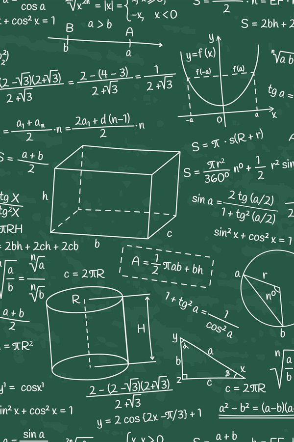 Mathematical, geometry and physics formula seamless pattern.