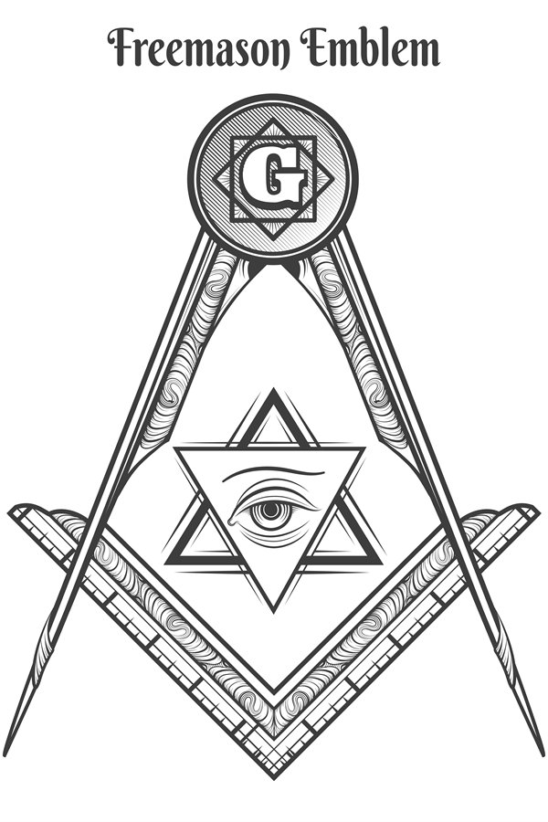 Freemason square and compass symbols