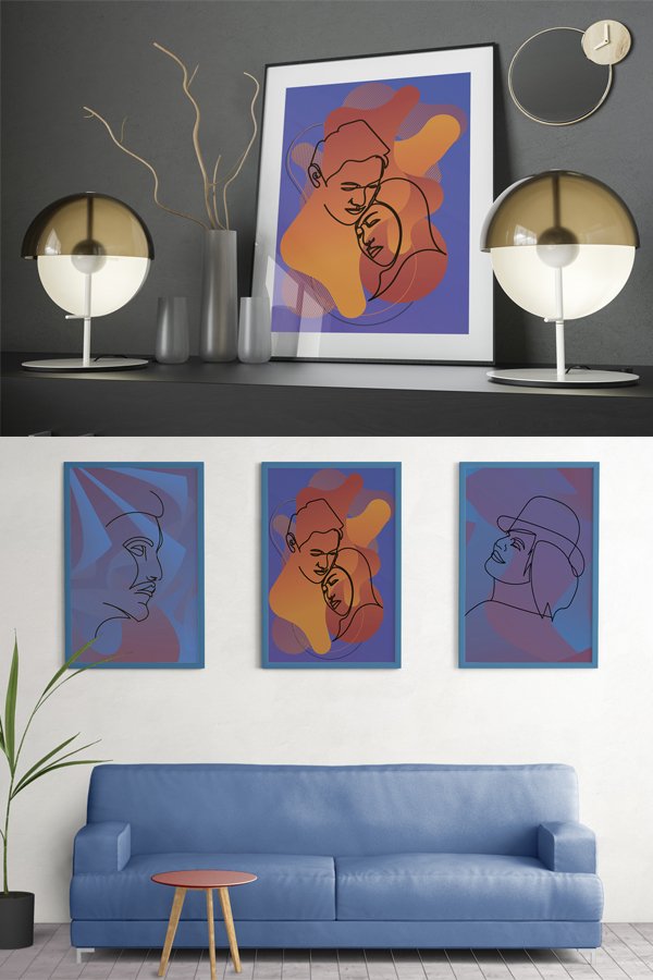 Abstract portraits wall art, Abstract modern painting print