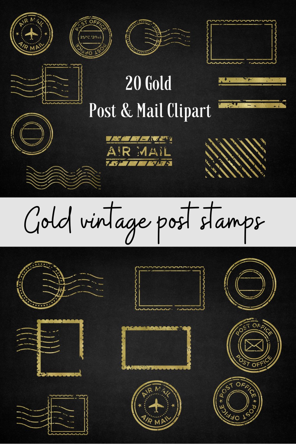 Post and Mail Clipart Stamps