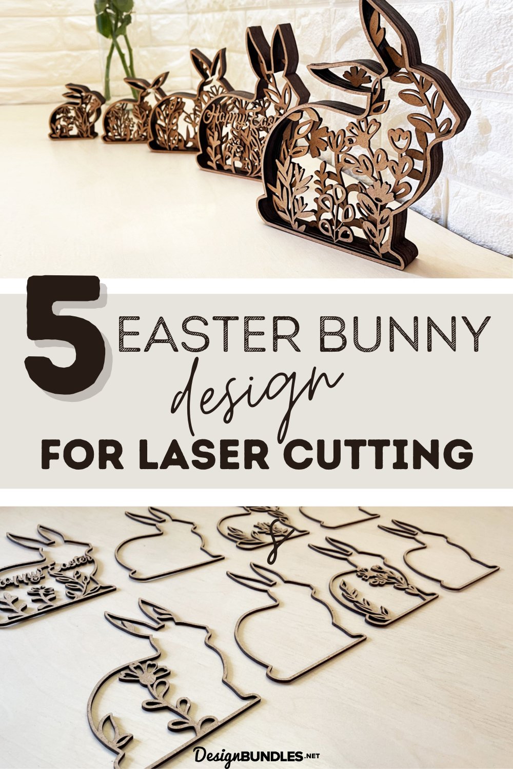 SET OF 5 EASTER RABBITS Multilayer Laser Cut (1802929)