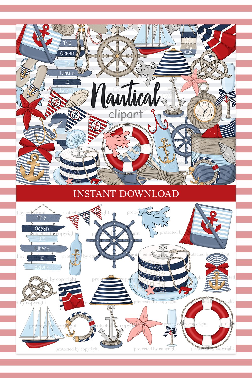 Nautical Clipart | Sailor Illustration Set