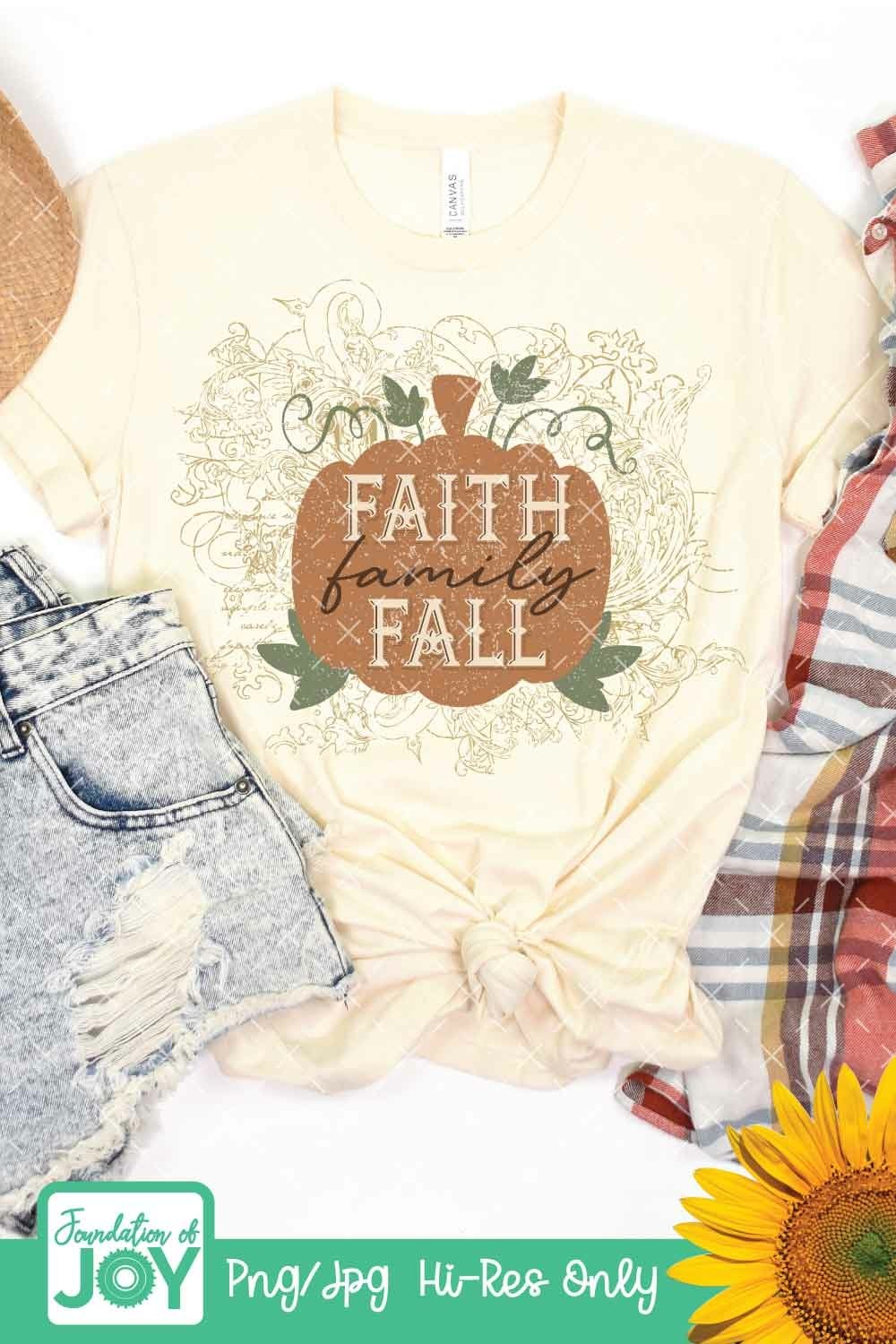Christian Fall Deisgn, Faith Family Fall png, Vintage Fall