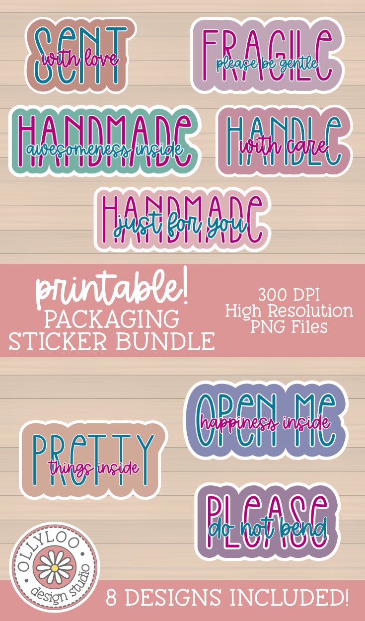 Small Business Printable Packaging Sticker Bundle