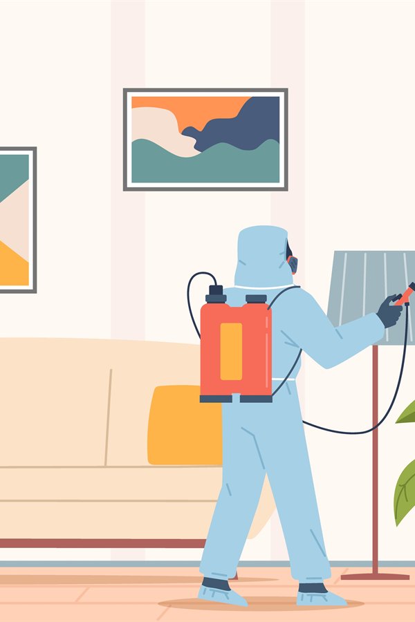 Interior disinfection. Sanitary treatment of room against vi