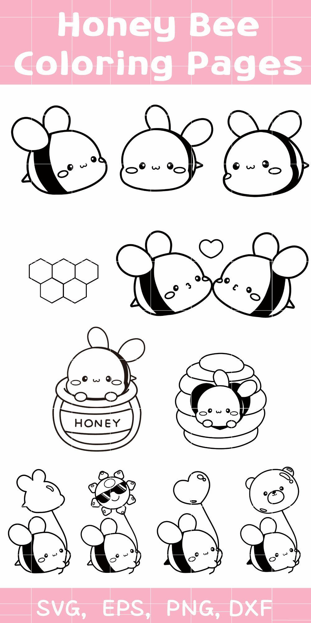 Bee outline,Bee coloring pages,Bee svg