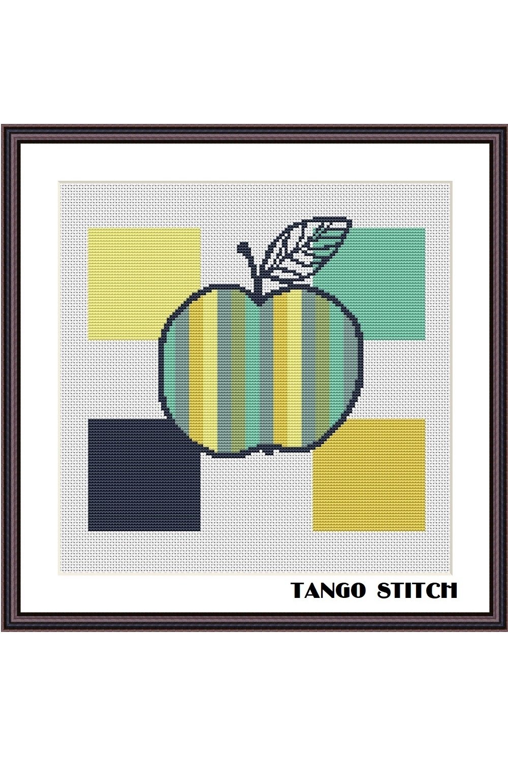 Stripe apple abstract cross stitch embroidery pattern