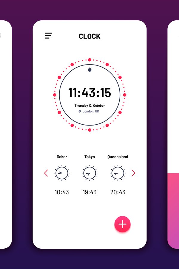 Clock app. Digital clock alarm phone application. Cellphone