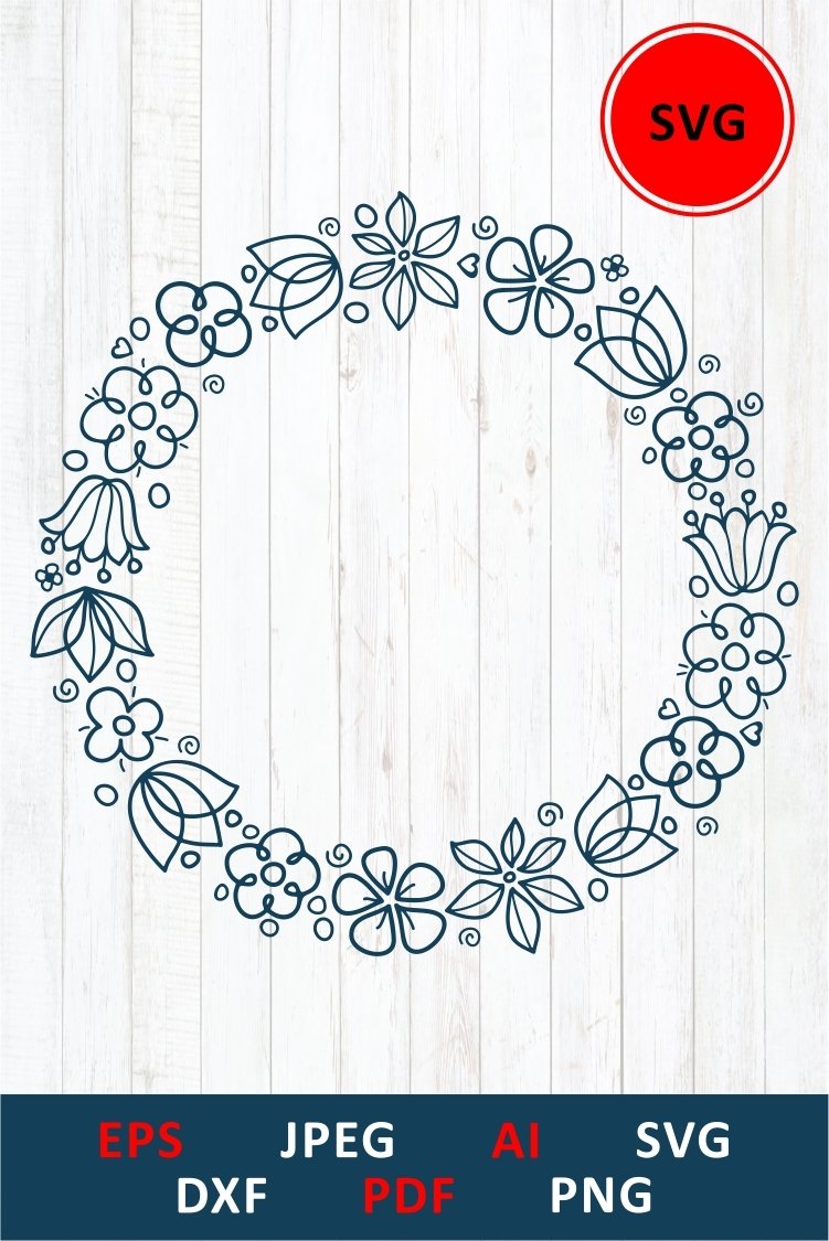 Wedding round frame svg template 2