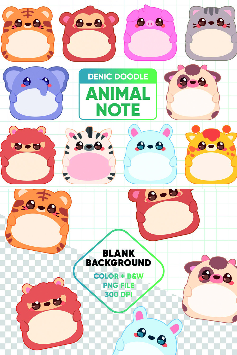 Cute Animal Sticky Note Clipart - Adorable and Functional