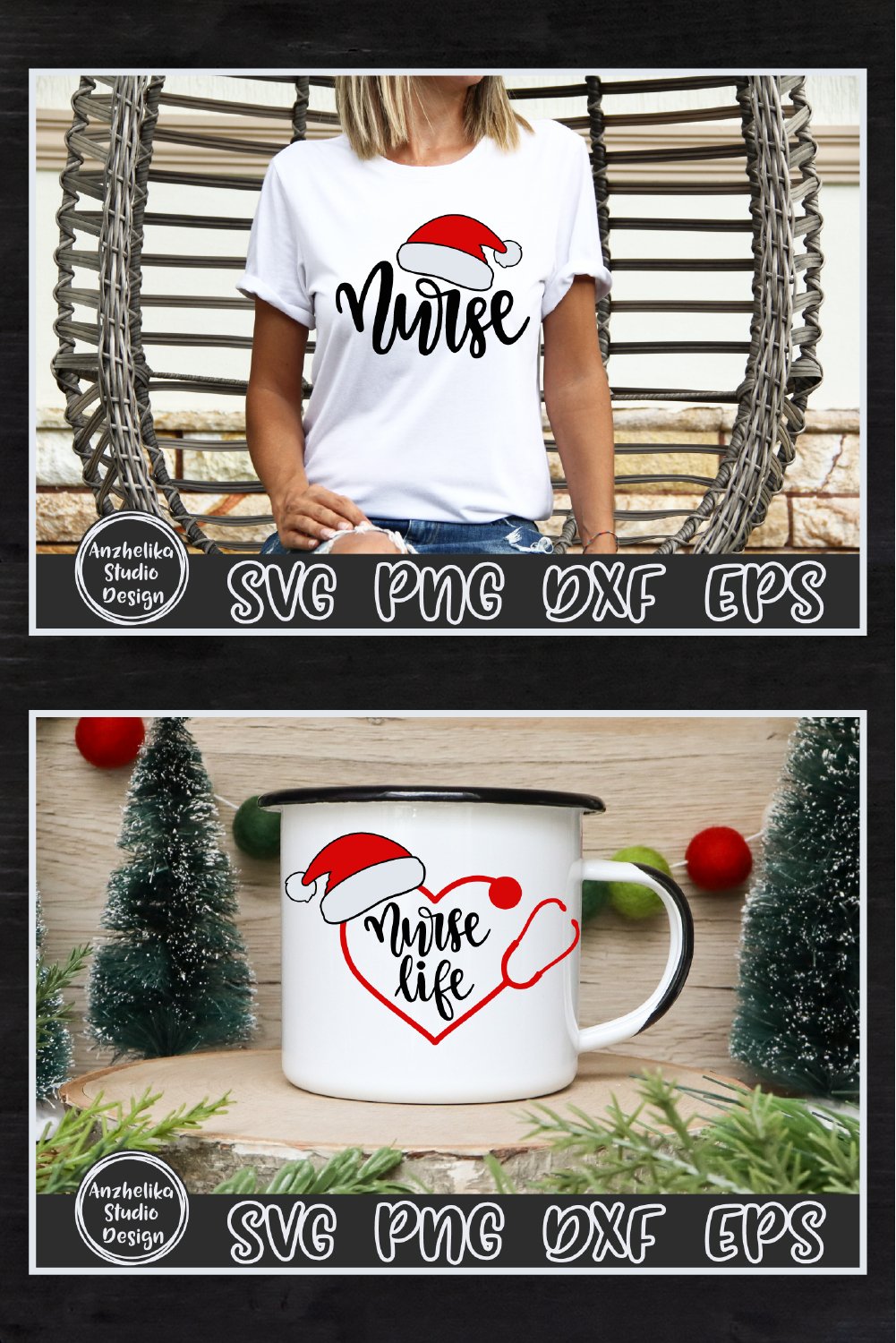Santa Nurse SVG | Nurse Life Stethoscope Heart Santa Hat SVG