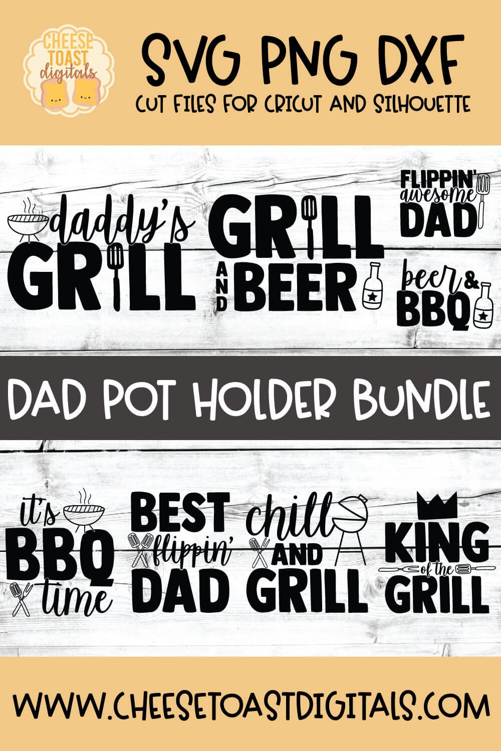 Dad Pot Holder SVG Bundle | 8 Father's Day Grilling Designs