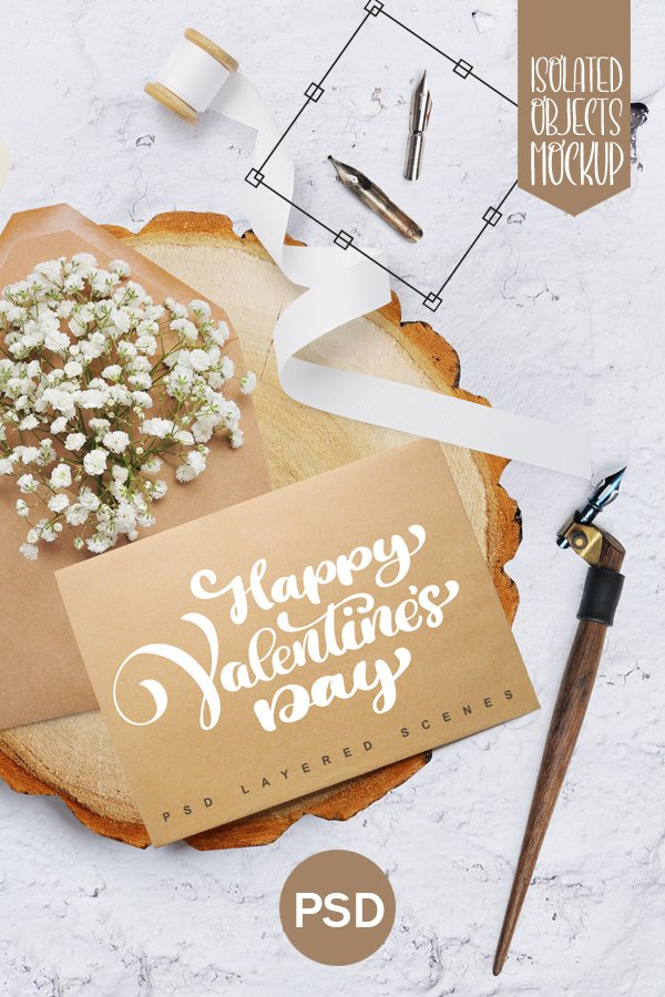 Valentines Day PSD layered scene mockup