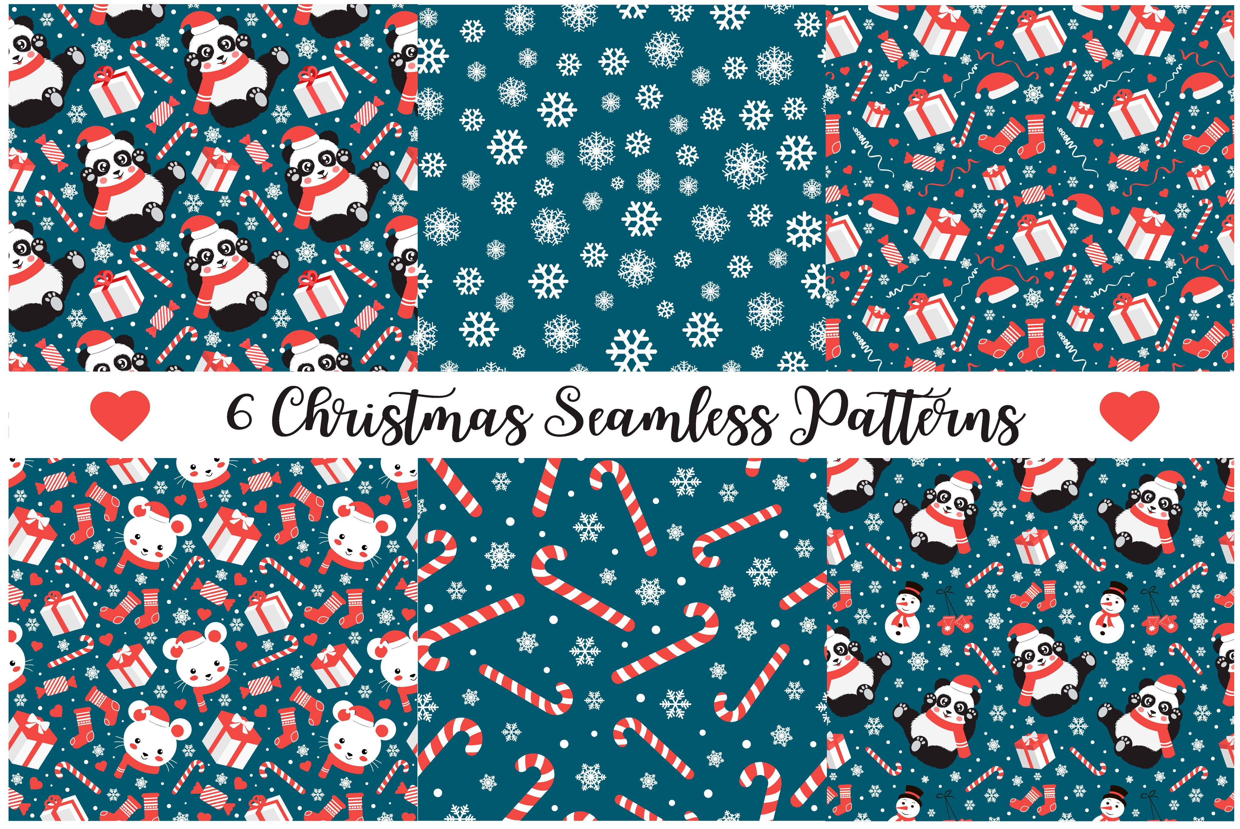 Cute christmas seamless patterns set