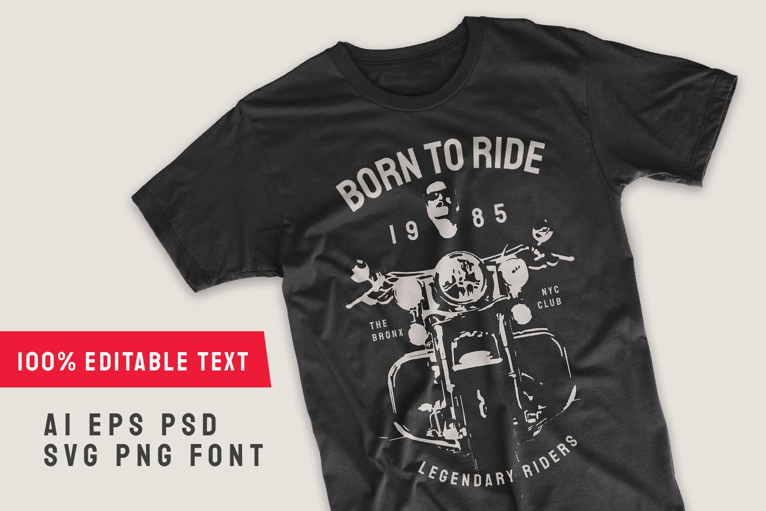 Born to Ride | Editable Motorcycle T-shirt Designs Vector