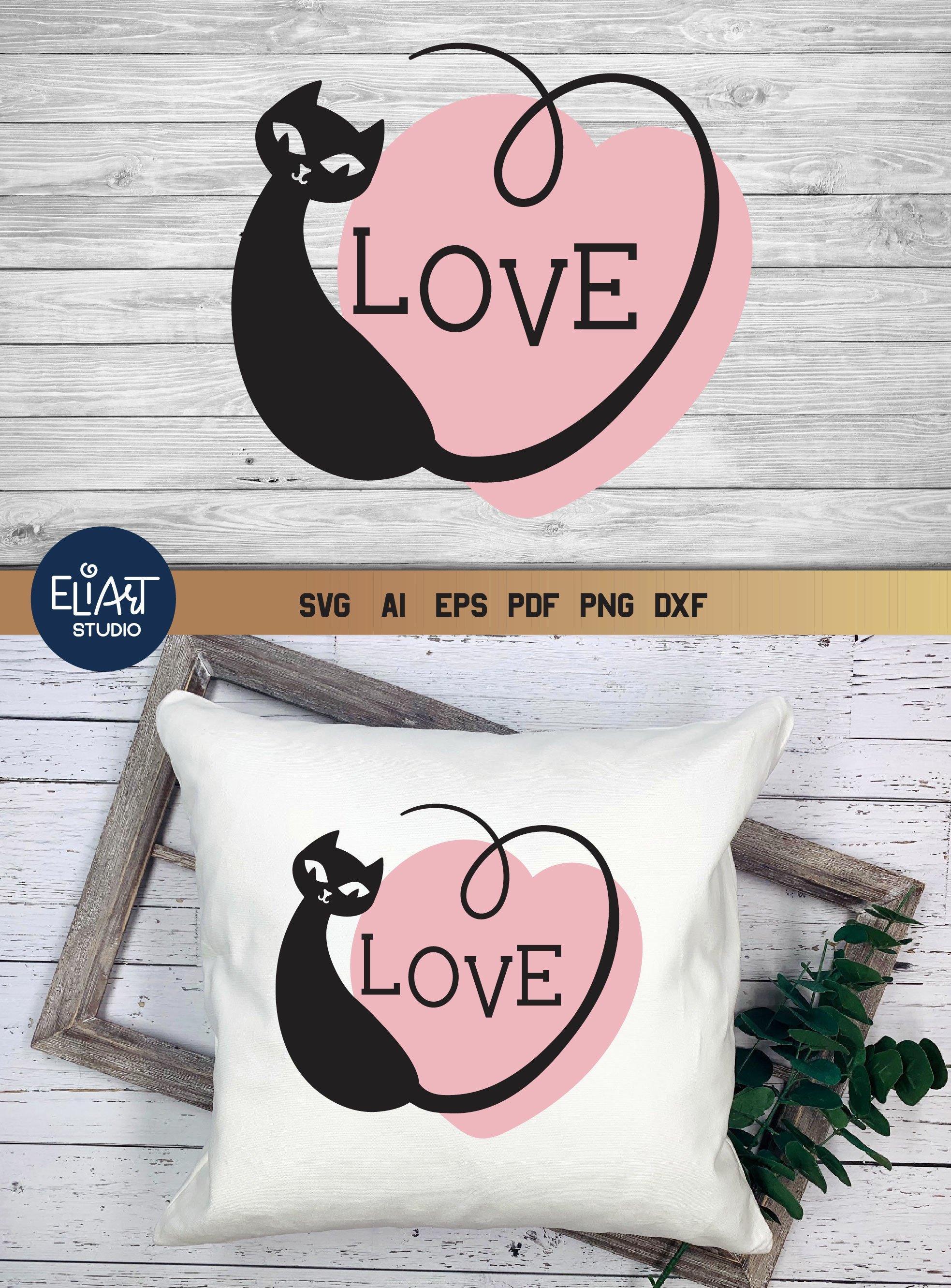 Valentines SVG | Cat Love SVG | Heart Print Design