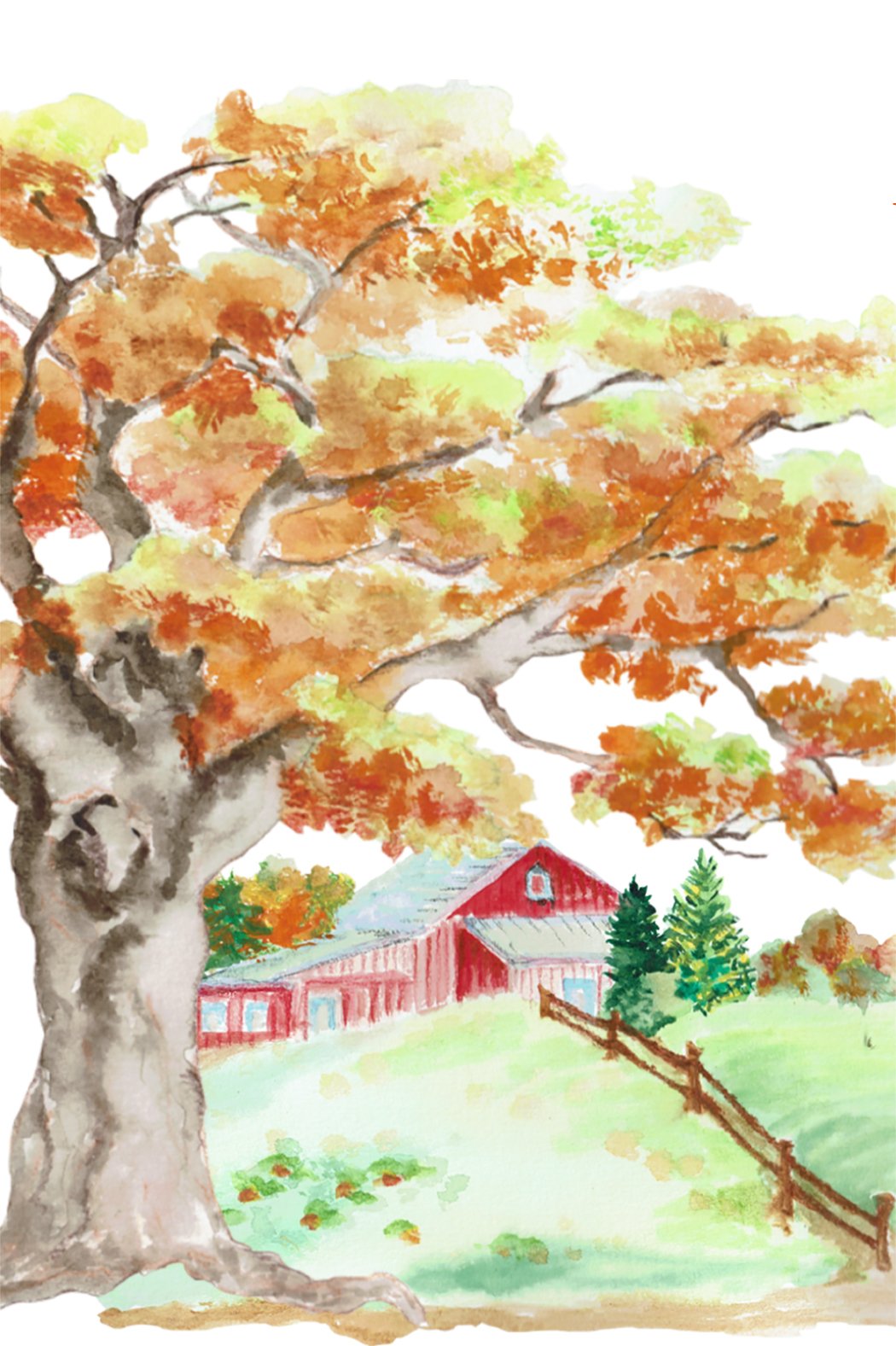 Autumn garden landscape watercolor clipart (2134718)