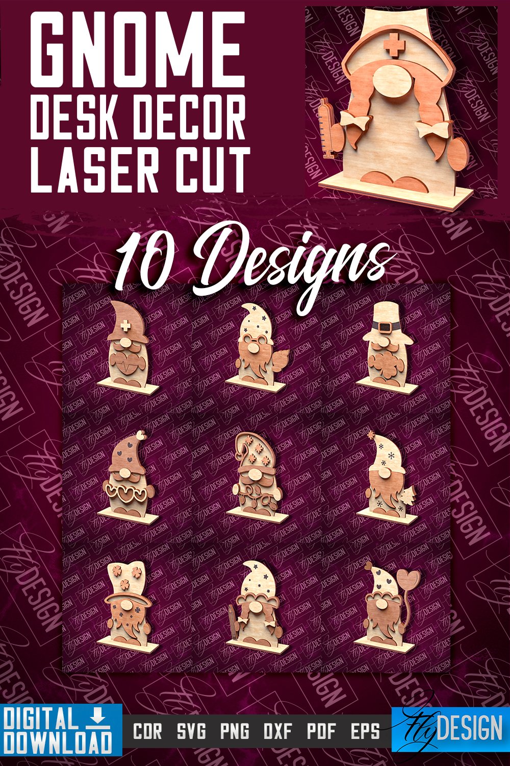 Gnome Laser Cut Files|Gnome Desk Decor|Decorative Gnome SVG