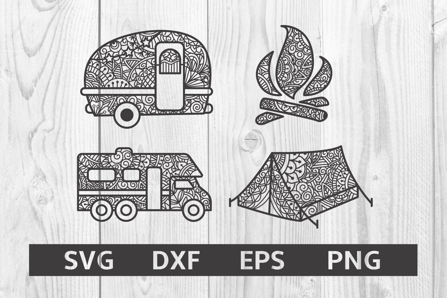 Camping Zentangle - Doodle Art SVG