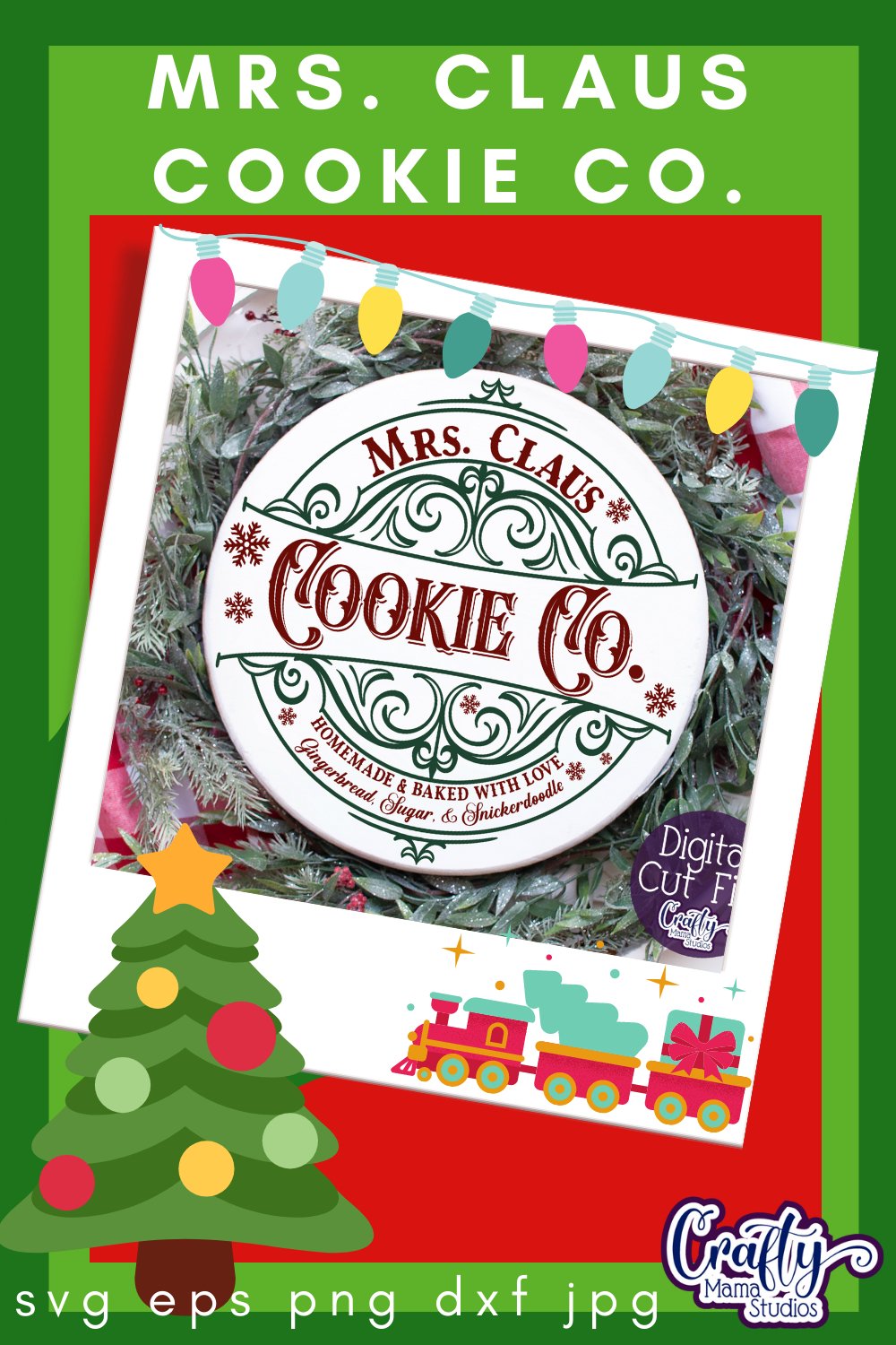 Mrs. Claus Cookie Company Christmas Round Sign Svg