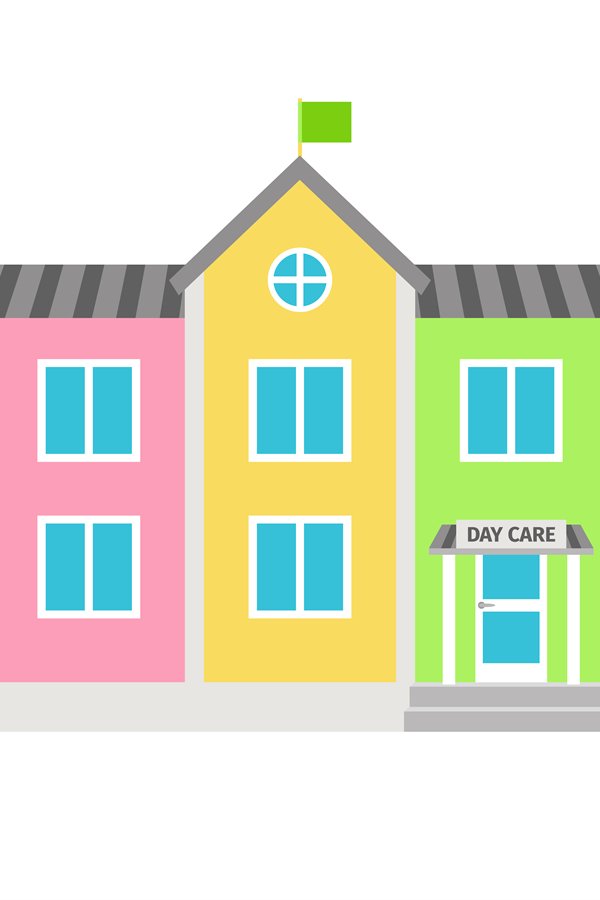Daycare colorful building flat icon