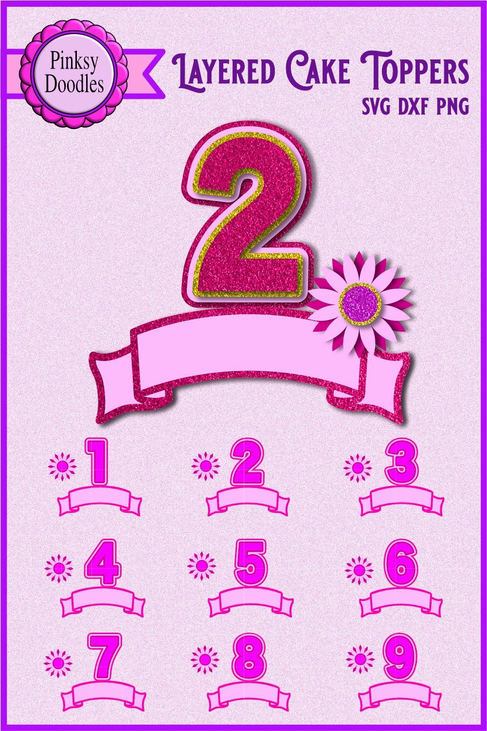 Flower birthday cake or card topper layered svg cut file