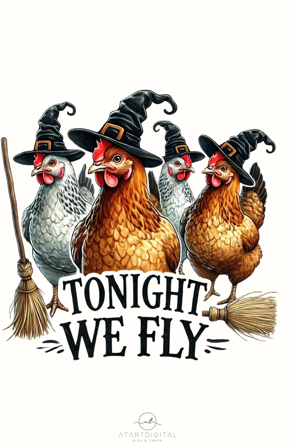Funny Halloween Chickens PNG Tonight We Fly Chicken Witch