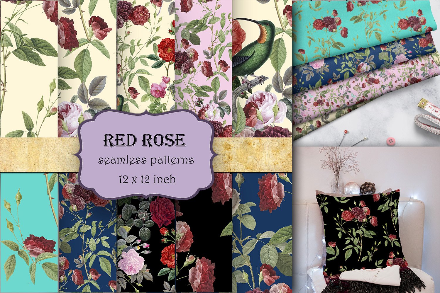 Rose flower Seamless pattern, roses vintage digital paper,