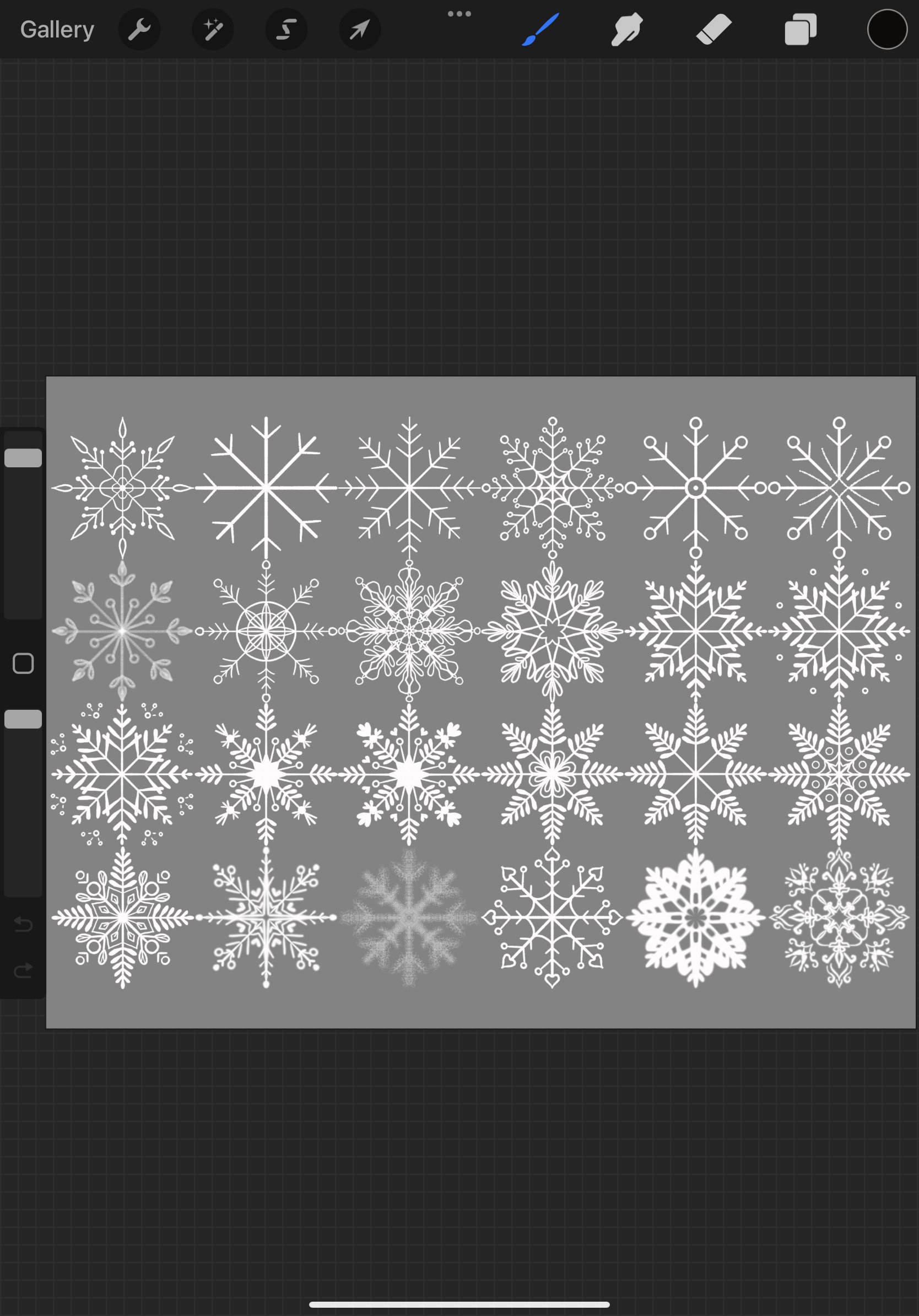 Winter Snowflake Set 1 Procreate Brush Stamp, 24 Xmas Snow