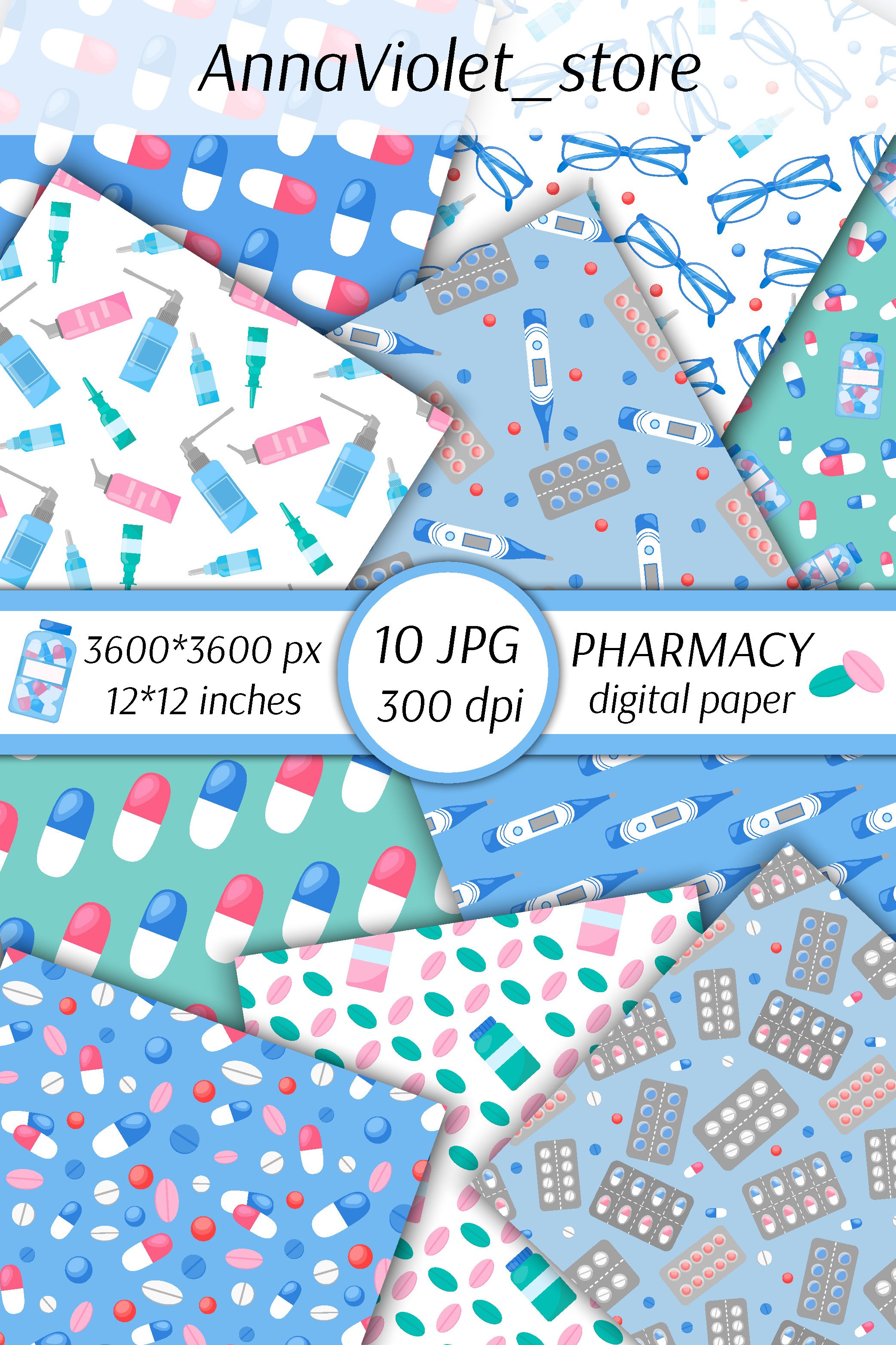 Pharmacy Digital Paper | Medical JPG Patterns