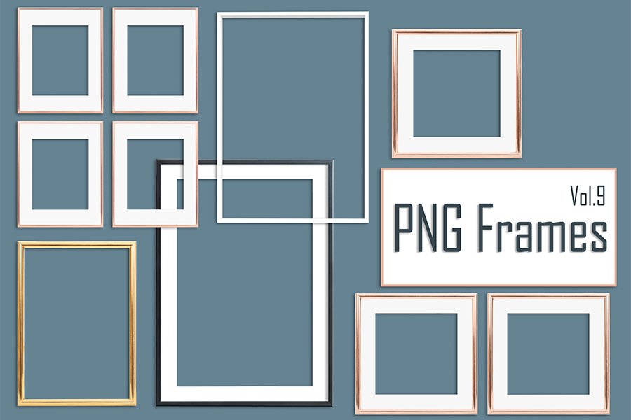 Digital Frames Bundle, 6 PNG Digital Frame Mockup Bundle