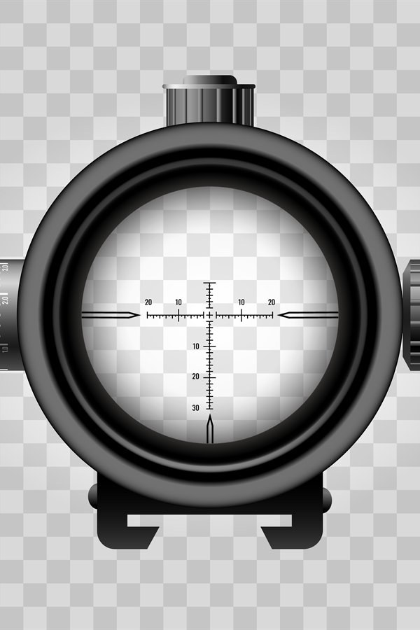 Realistic sniper scope on transparent