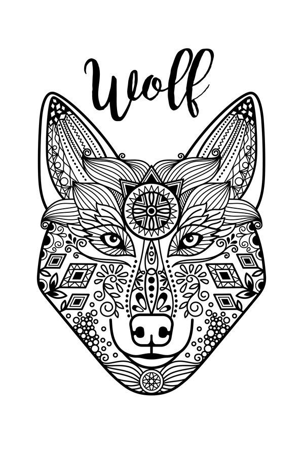 Zentangle wolf head with guata